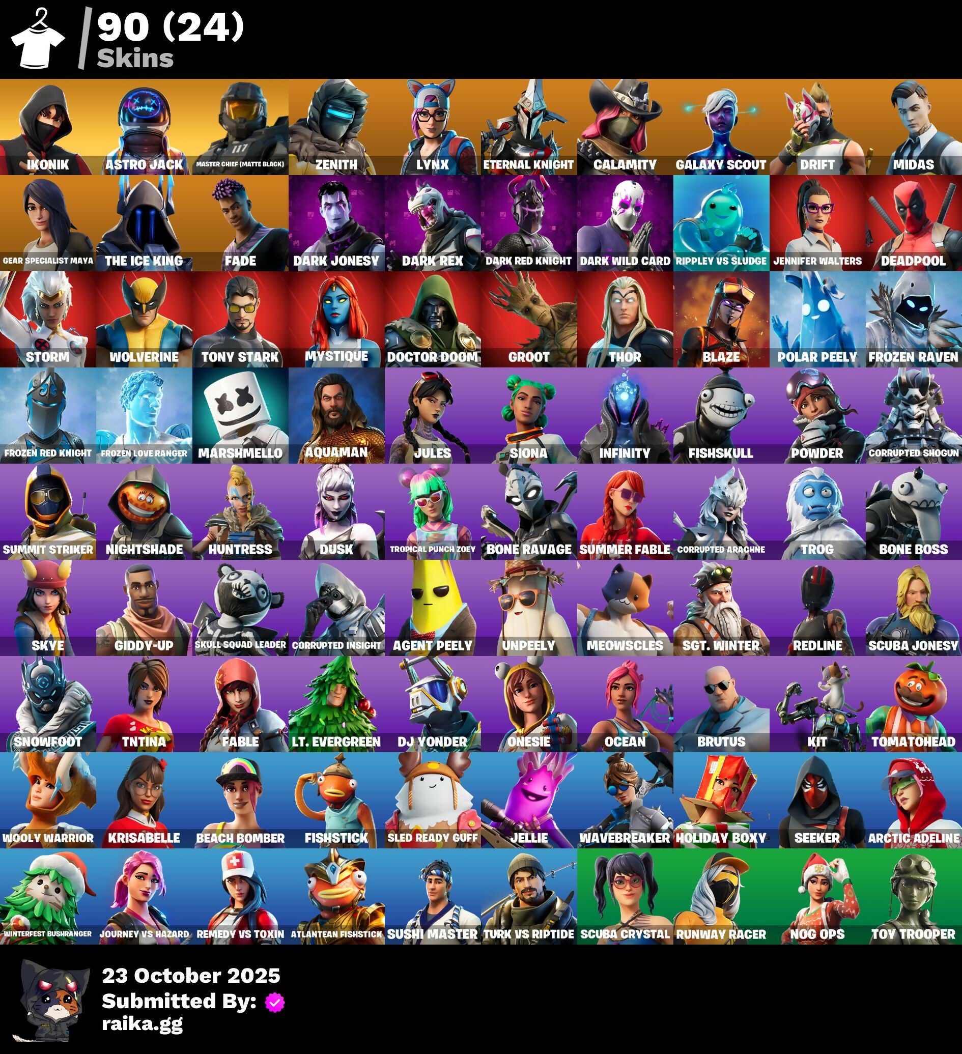 [PC/PSN/XBOX] 90 skins | IKONIK | Astro Jack | Master Chief (Matte Bla ...