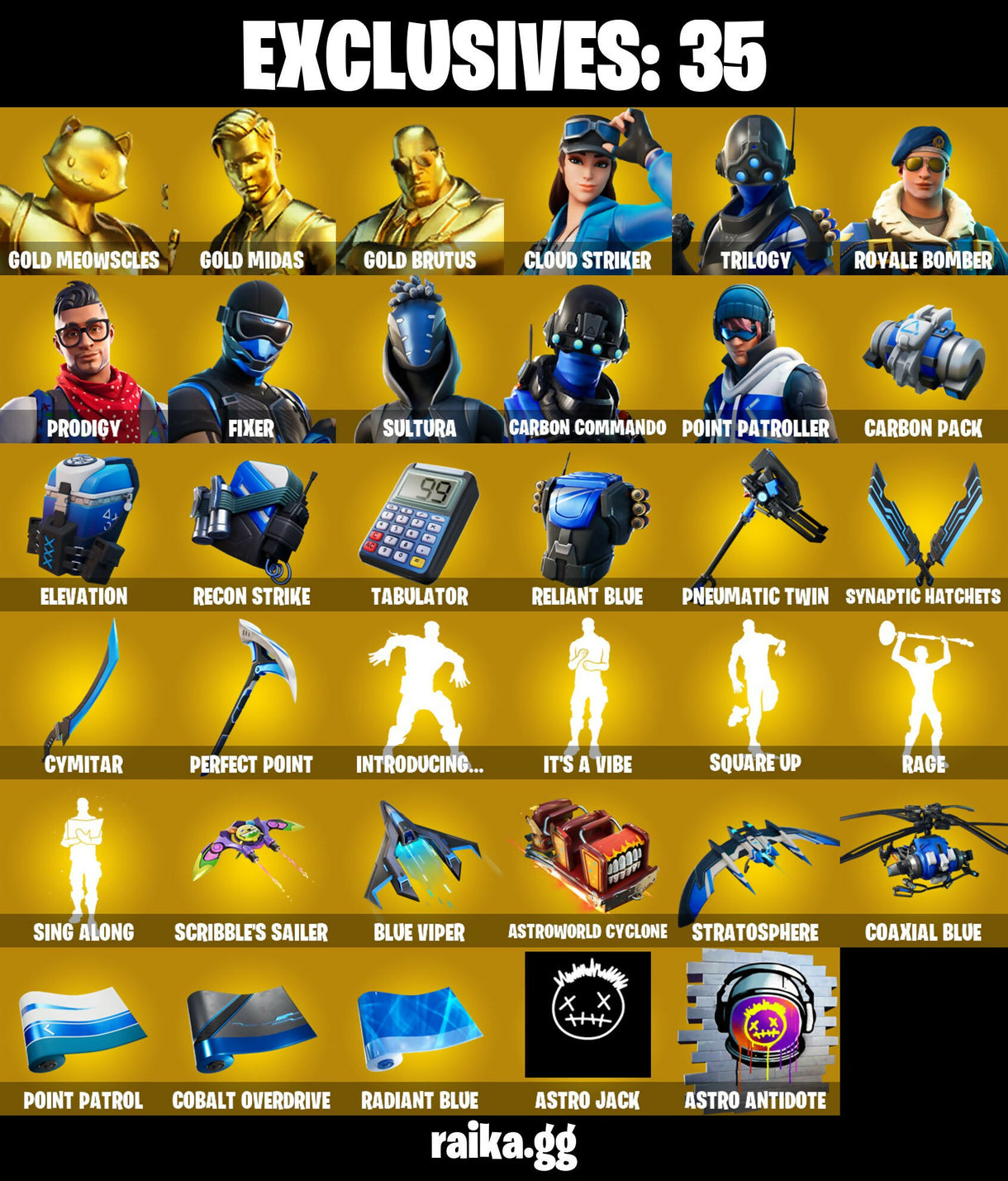 62 skins | Gold Meowscles | Gold Midas | Gold Brutus | Cloud Striker ...