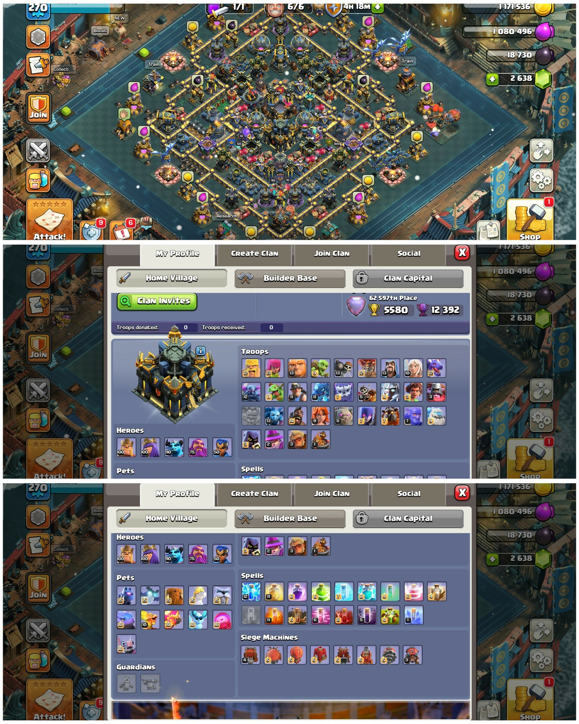 TH17 Max | Level 270 | Max Builder Base | Rare Skins | High Equipments ...