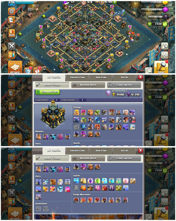 TH17 Max | Level 270 | Max Builder Base | Rare Skins | High Equipments ...