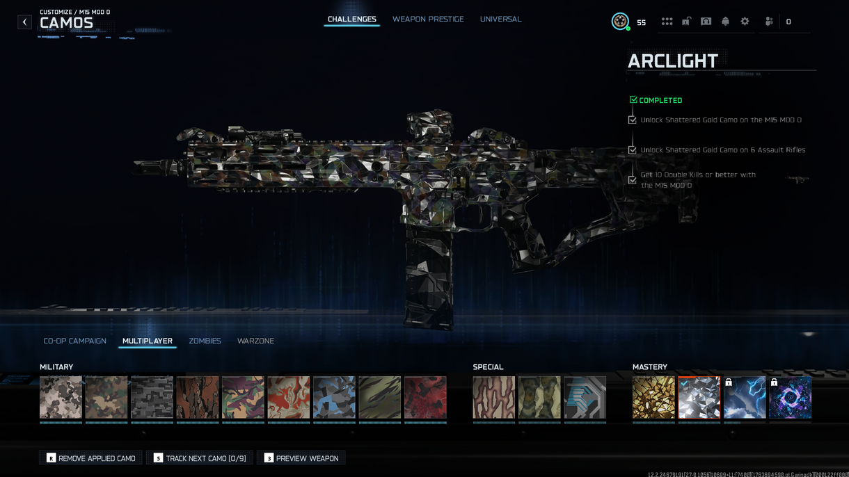 🏆 black ops 7 🌟 BO7 WZ5🌟 Level 55 🌟 12 arclight Camos all AR+SMG 🌟 12 – Tapin Shop
