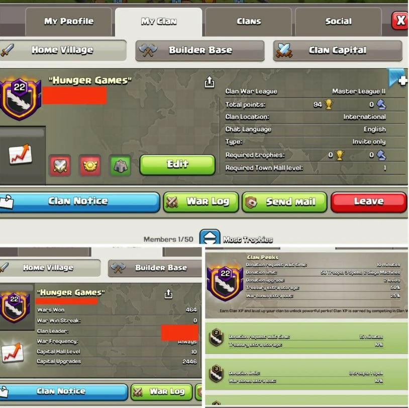 🏆 Hunger Games Clan | Level 22 | Pure English Name | CWL Master League ...