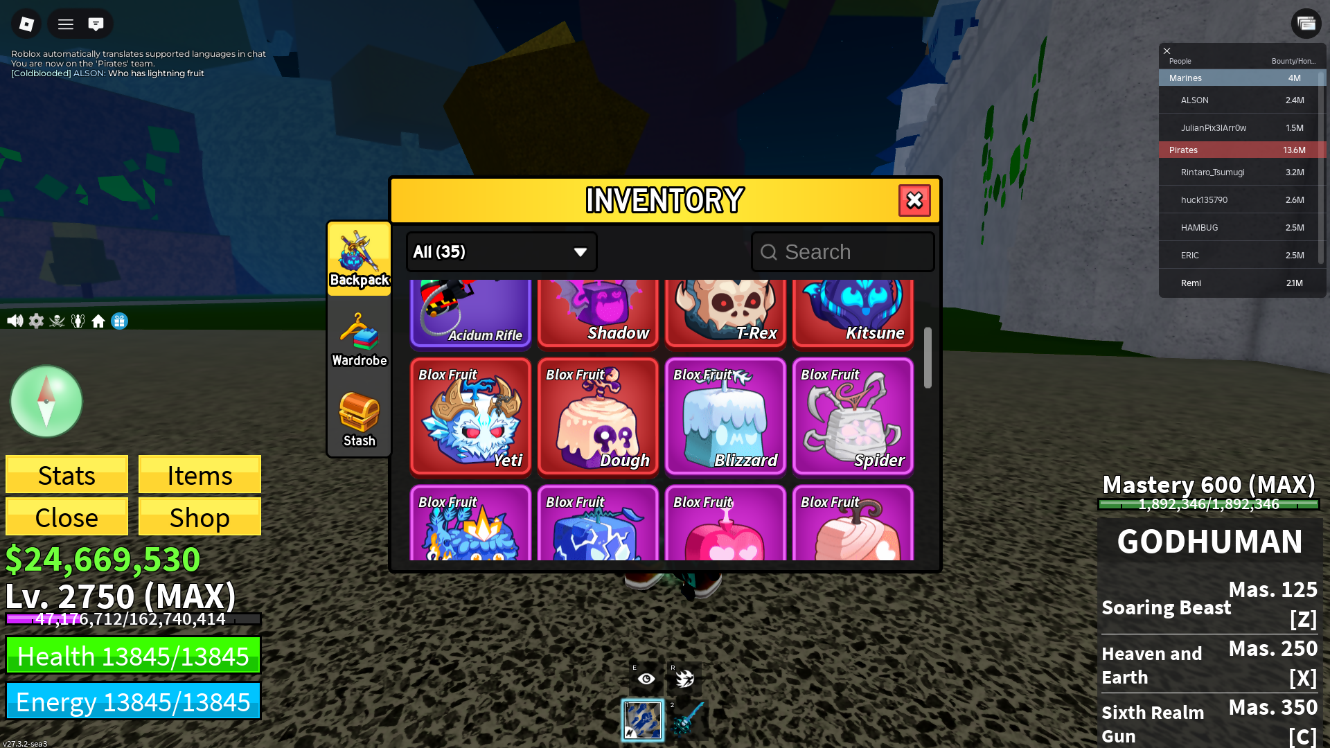 ️ Blox Fruits ️ Kitsune + Yeti Inventory + Skull Guitar ️ Random Fr ...