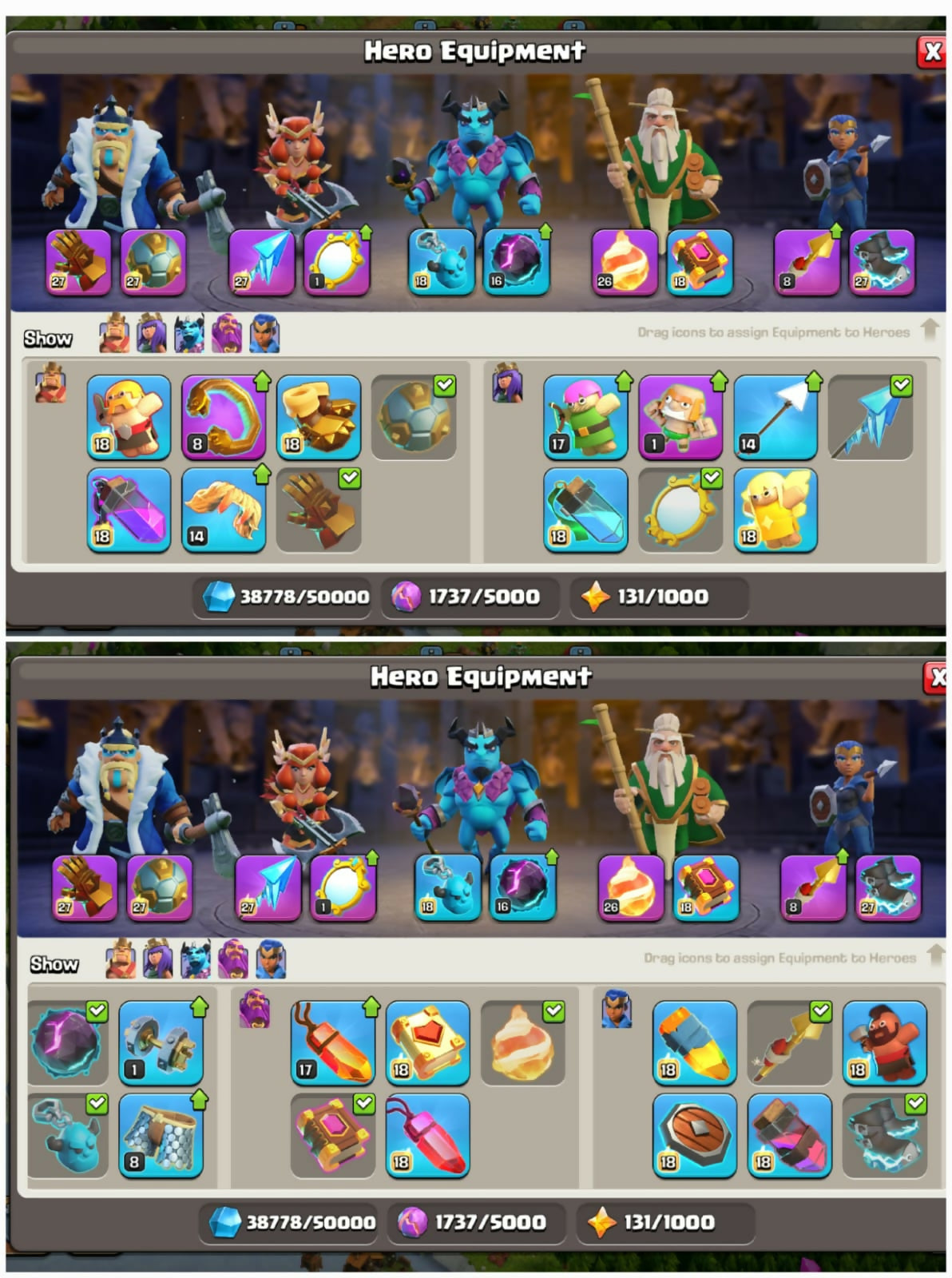 TH17 NEARMAX HEROES [100-100-75-75-50] 9 EPIC EQUIPMENTS [4 MAX] 15 HE ...