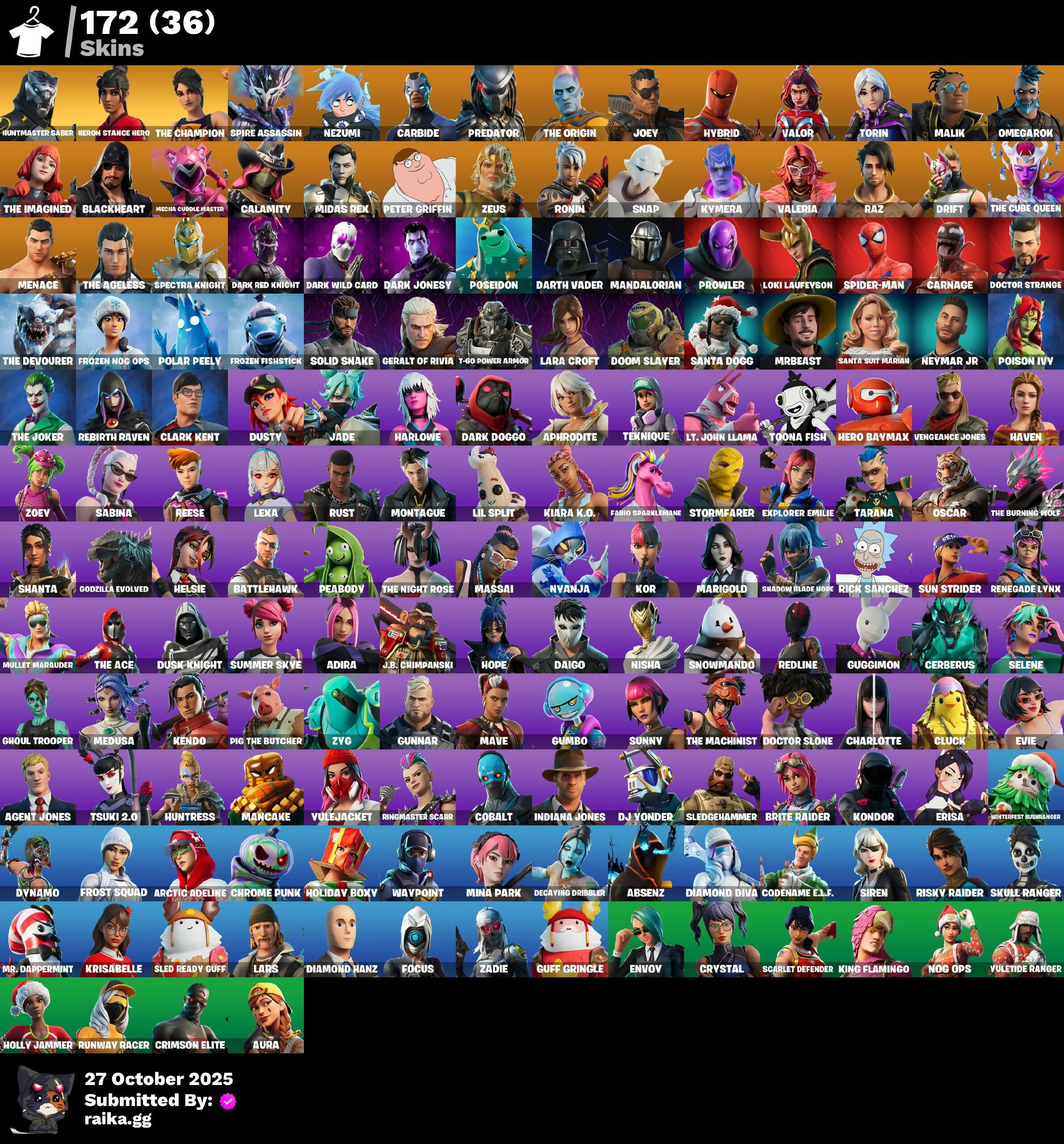 [PC/PSN/XBOX] 172 skins | Candy Axe | Huntmaster Saber | Heron Stance ...