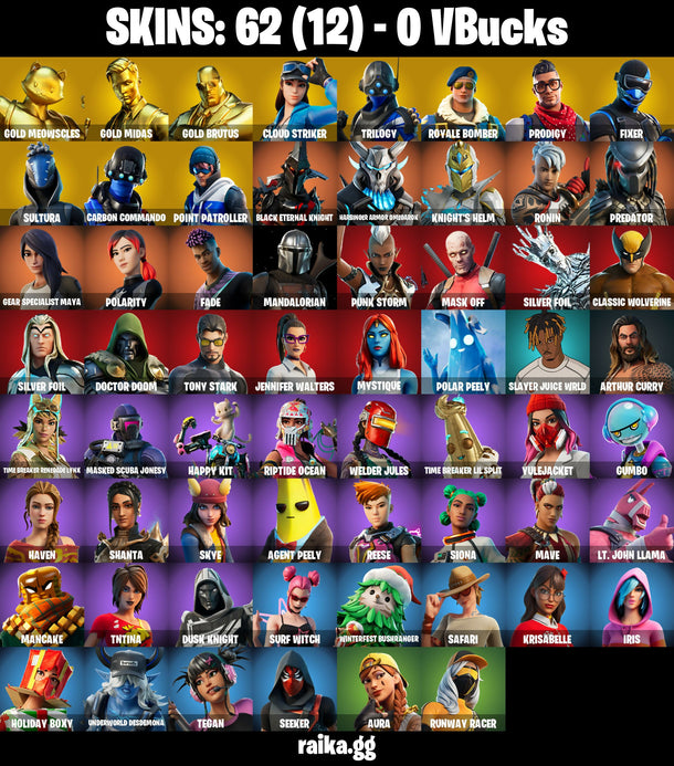 62 skins | Gold Meowscles | Gold Midas | Gold Brutus | Cloud Striker ...