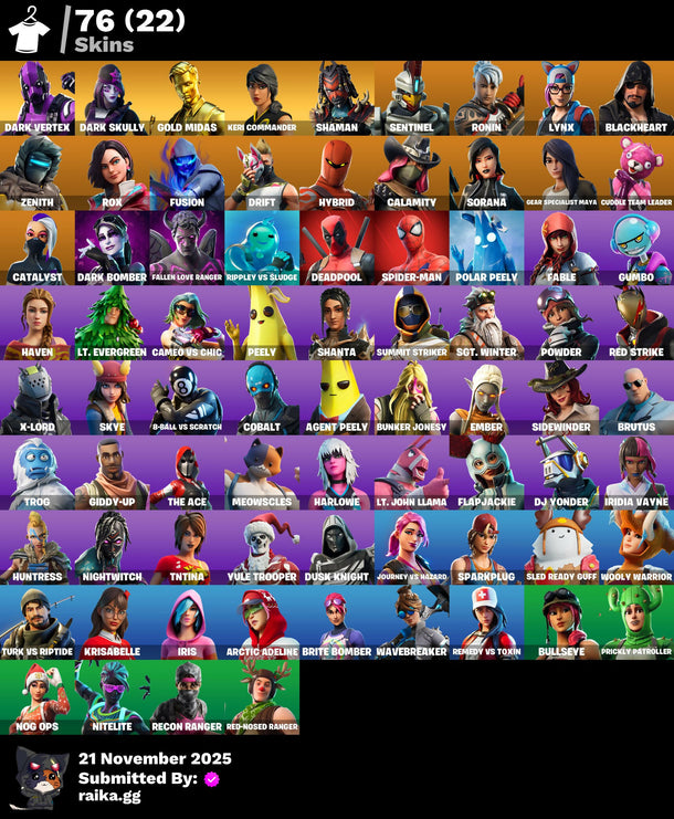[PC/XBOX] 76 skins | OG STW | Dark Vertex | Dark Skully | Gold Midas ...
