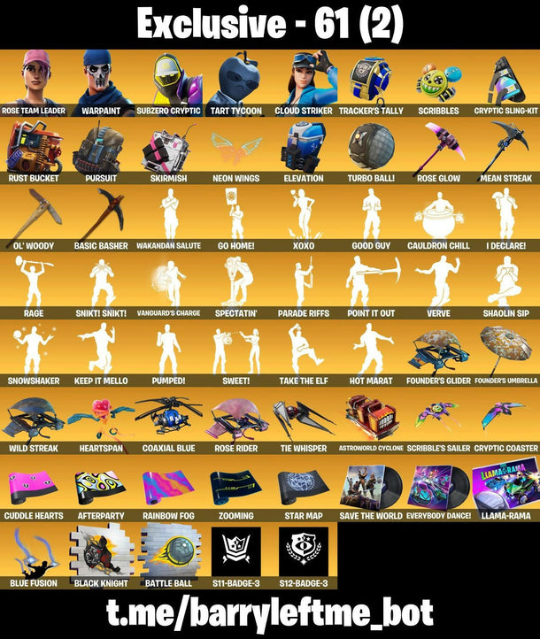 [PC/XBL/PSN] | 261 Skins | OG STW | Rose Team Leader | Warpaint | Subz ...