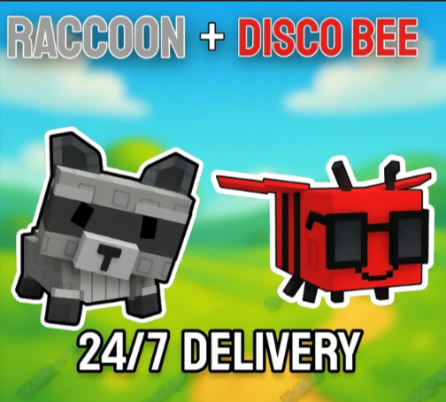 1x Raccoon + Disco Bee Duo Deal | Grow a Garden | Trusted ⭐ – Tapin Shop