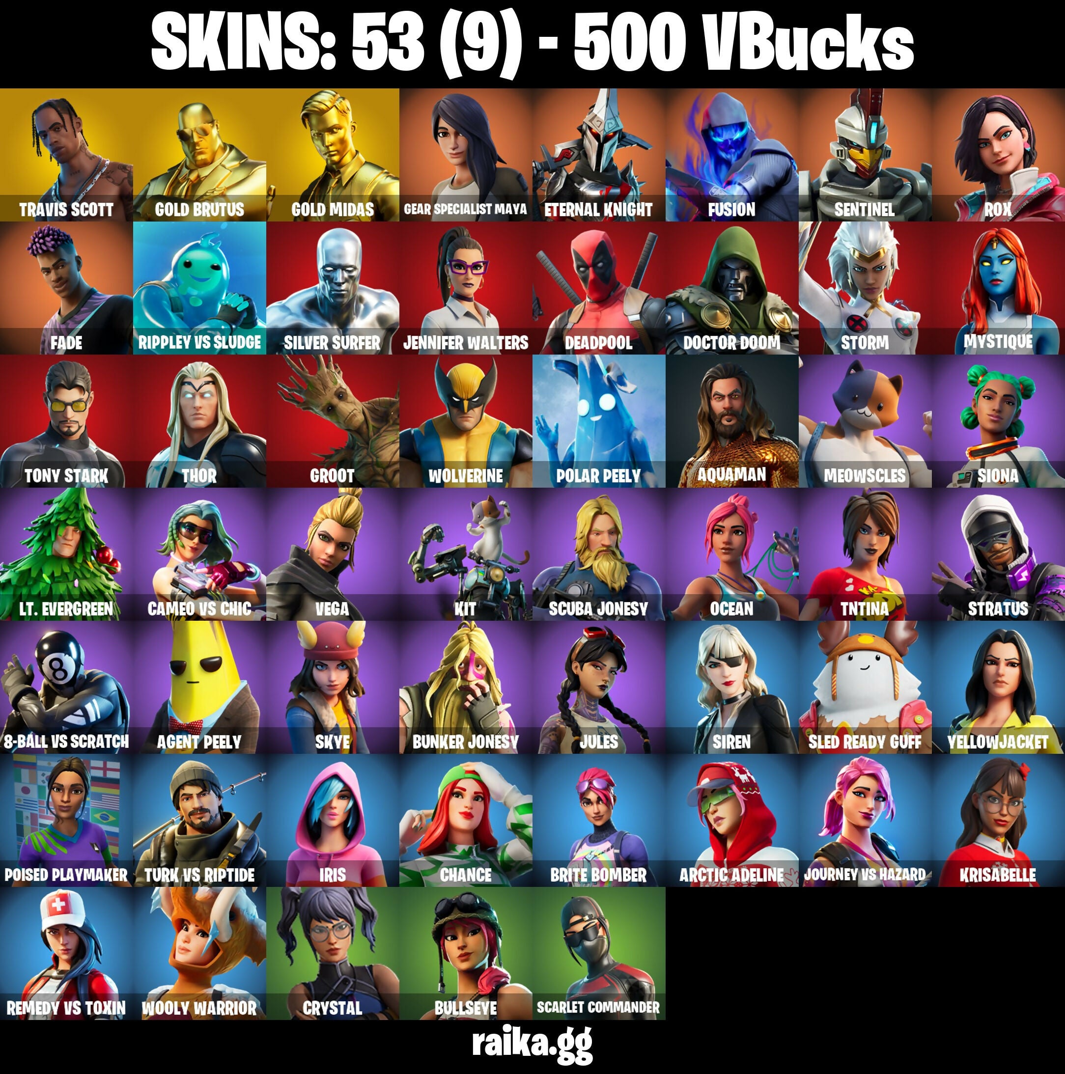 OG ACCOUNT 53 skins Travis Scott Candy Axe Gold Brutus Gold – Tapin Shop