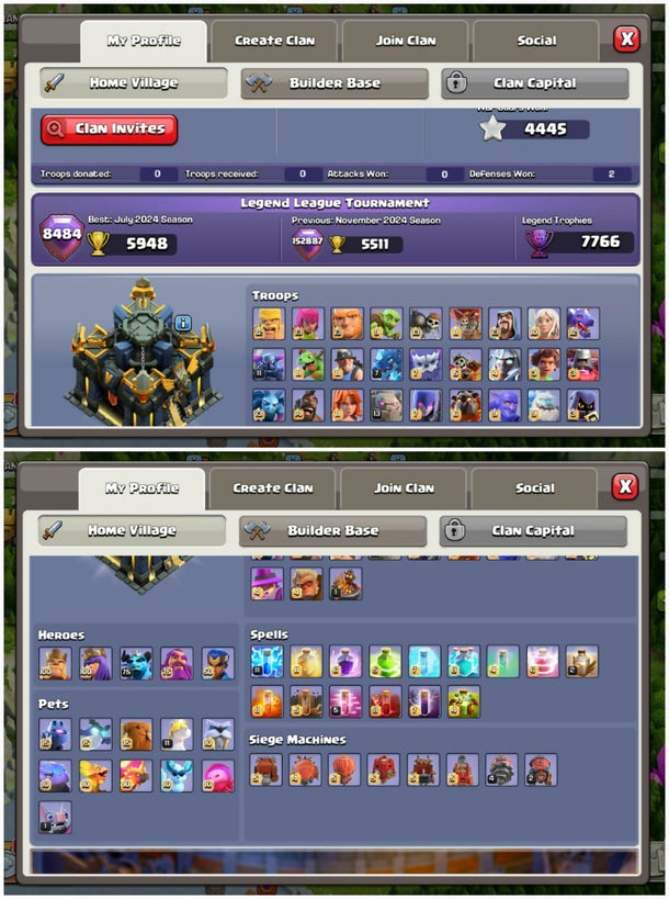 TH17 NEARMAX HEROES [100-100-75-75-50] 9 EPIC EQUIPMENTS [4 MAX] 15 HE ...