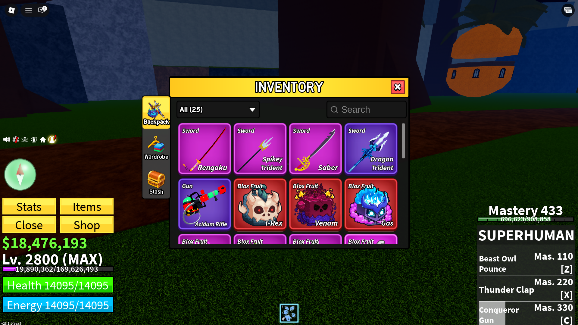 Blox Fruits | LVL 2800 | Godhuman | 18M Beli | T-rex + Venom + Gas Fru ...