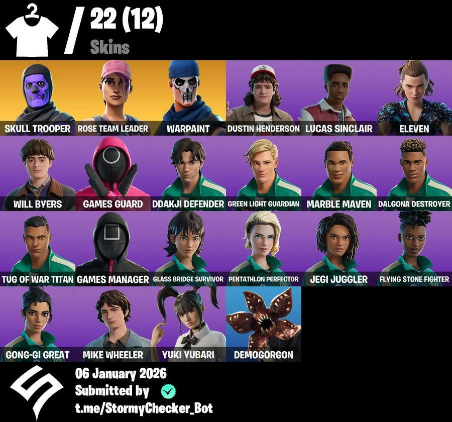 22 Skins | OG STW | OG Skull Trooper | Rose Team Leader | Warpaint | D ...